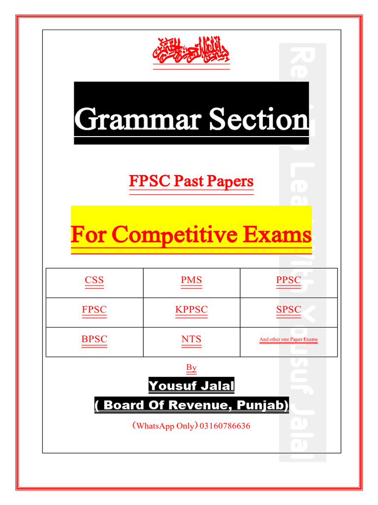 4 FPSC Grammar Section | PDF | Verb | Part Of Speech