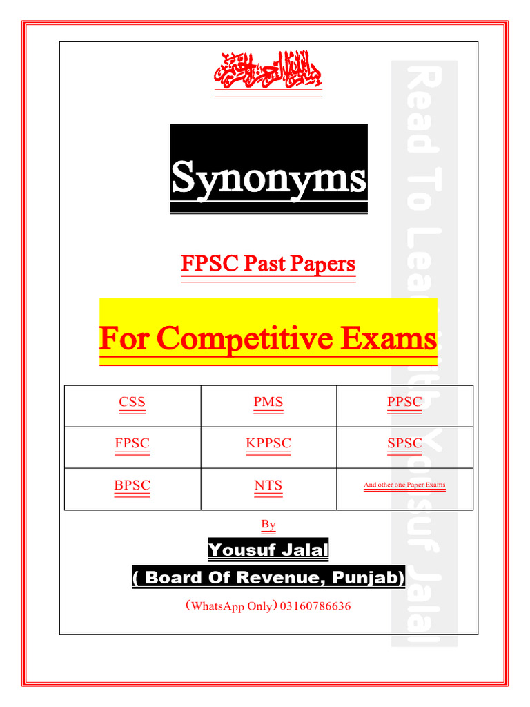 FPSC Vocabulary and Synonyms Guide | PDF