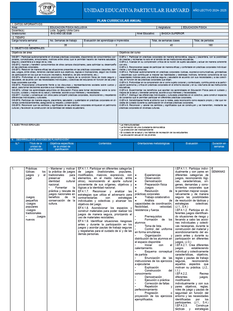 Pca Educacion Fisica, Eca, 2024 2025. | PDF | Bailes | Educación Física