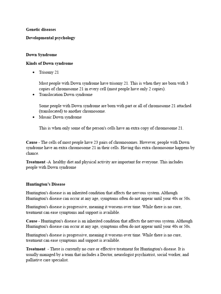 genetic diseases | Download Free PDF | Down Syndrome | Genetic Disorder