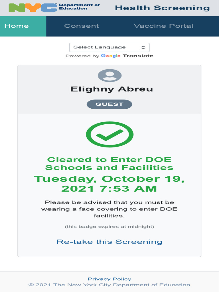 NYC DOE Health Screening | PDF