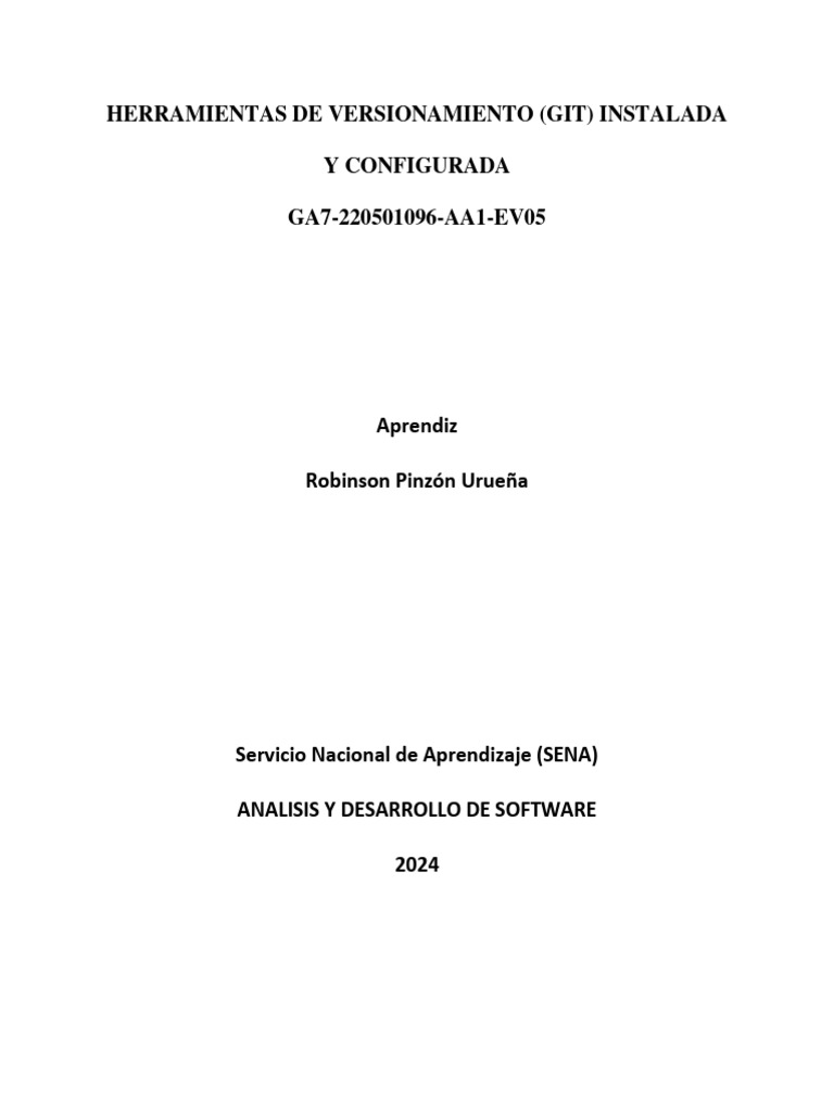 Herramientas de Versionamiento (GIT) GA7-220501096-AA1-EV05 | PDF