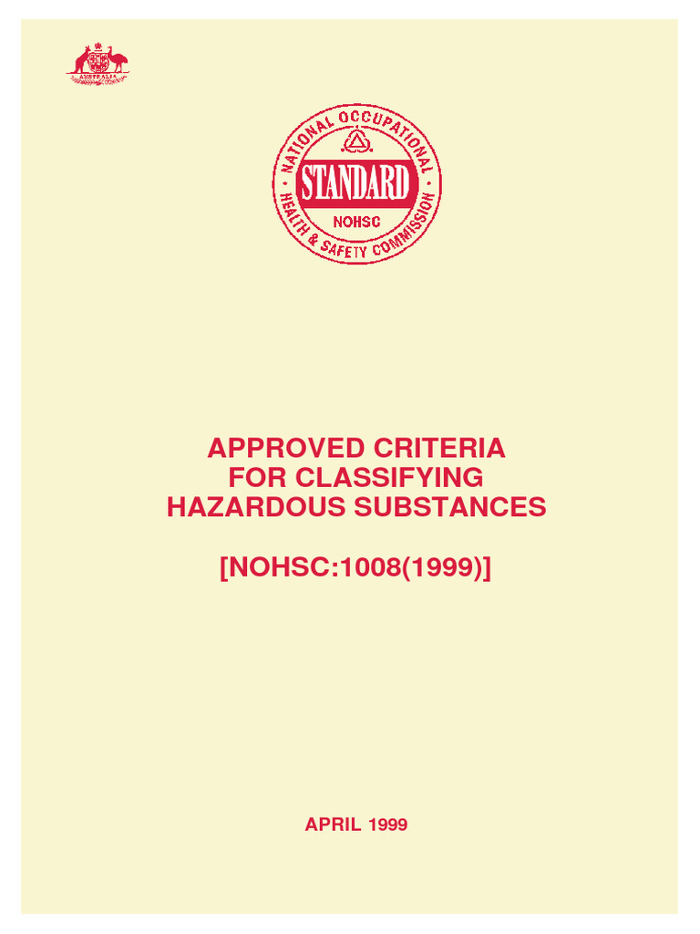 NOHSC1008-1999 Classifying Hazardous substances Standard | PDF ...