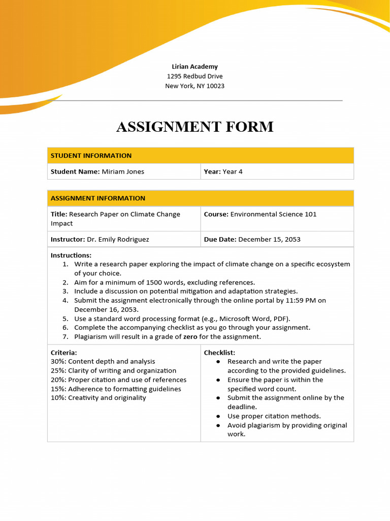 Assignment-Form-Template | PDF