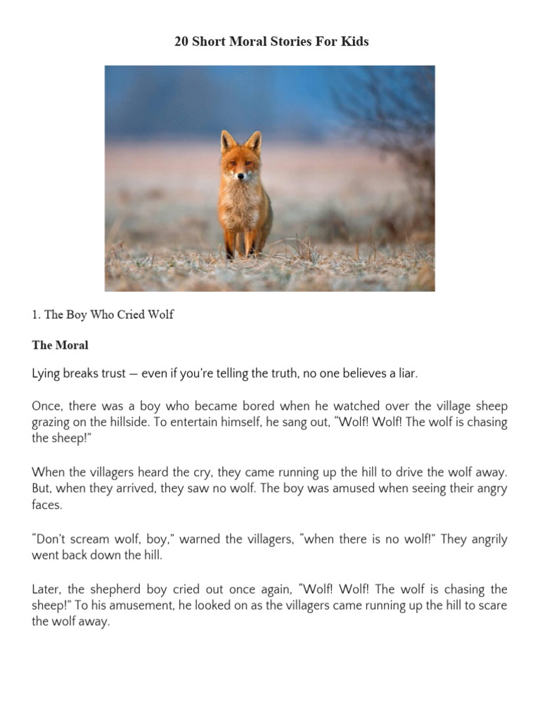 12 Short Moral Stories For Kids - IN | PDF | Mystery, Thriller & Crime ...