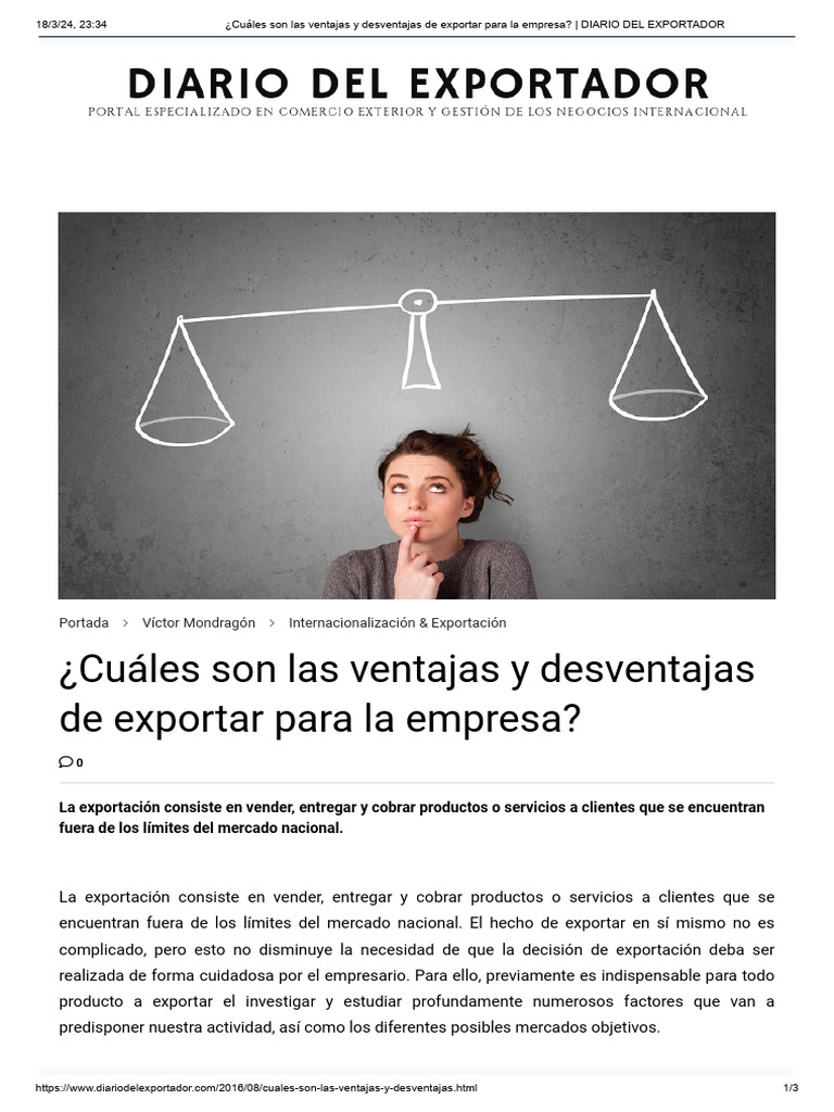 Ventajas y Desventajas de Exportar | PDF | Exportaciones | Business