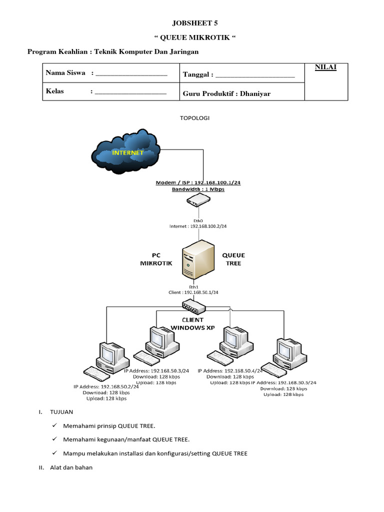 Jobsheet Mikrotik 8 Queue Tree | PDF | Komputer