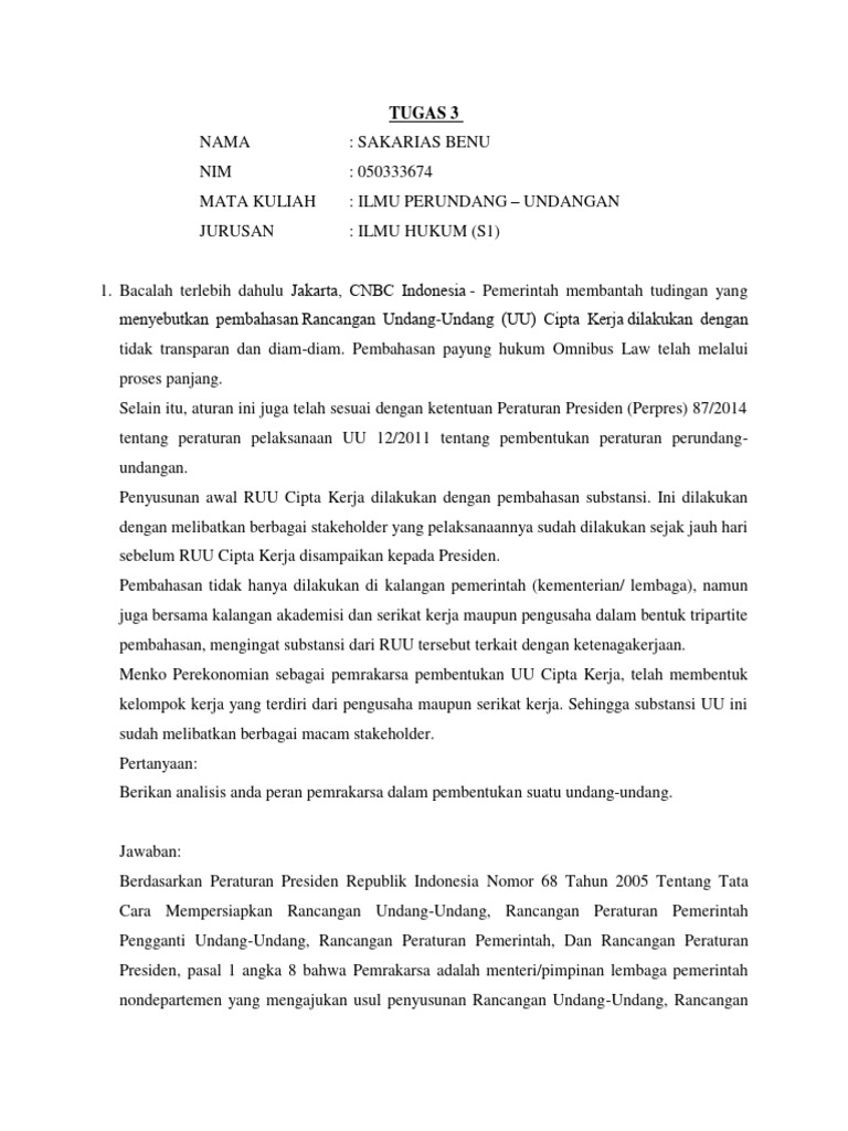 Tugas 3 Ilmu Perundang - Undangan | PDF