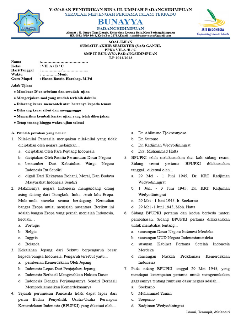 Sas PKN Vii A B C 2023-2024 | PDF