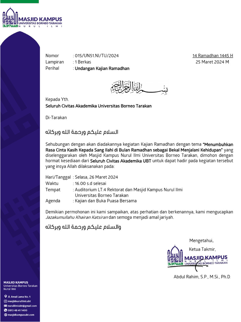 0015 - Undangan Kajian Ramadhan Dan Buka Bersama | PDF