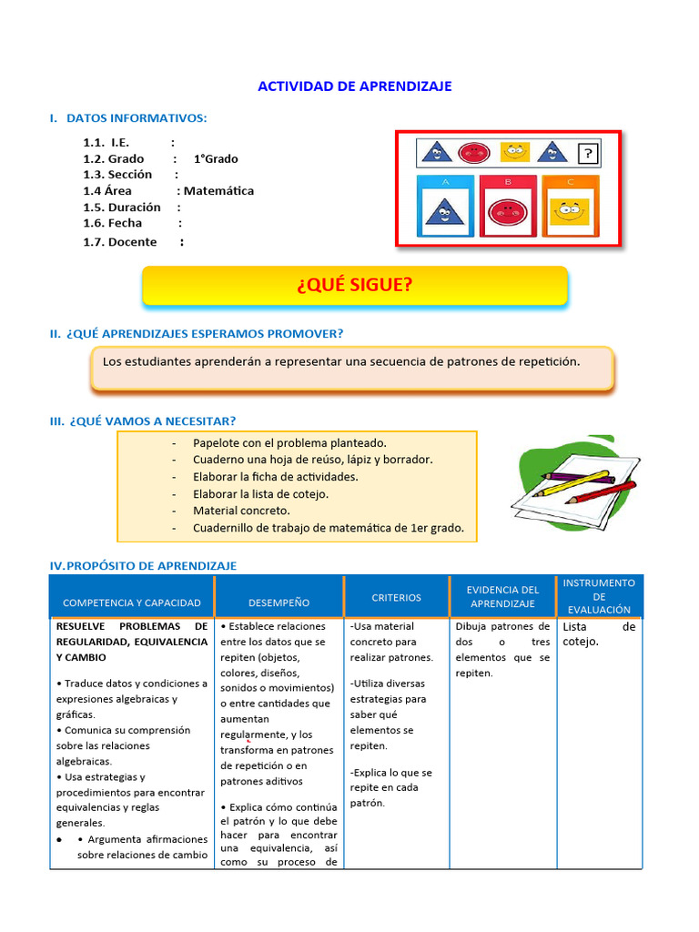 D2 A1 Sesion Mat. Qué Sigue | PDF | Evaluación | Aprendizaje