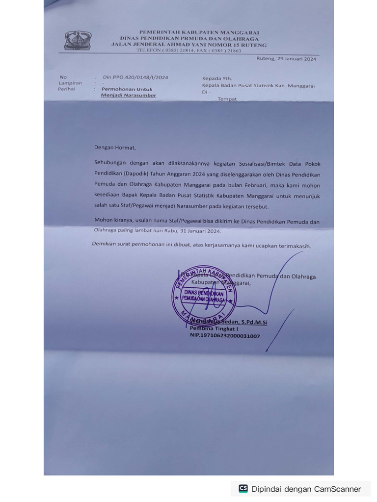 Surat Permohonan Narsum PPO | PDF