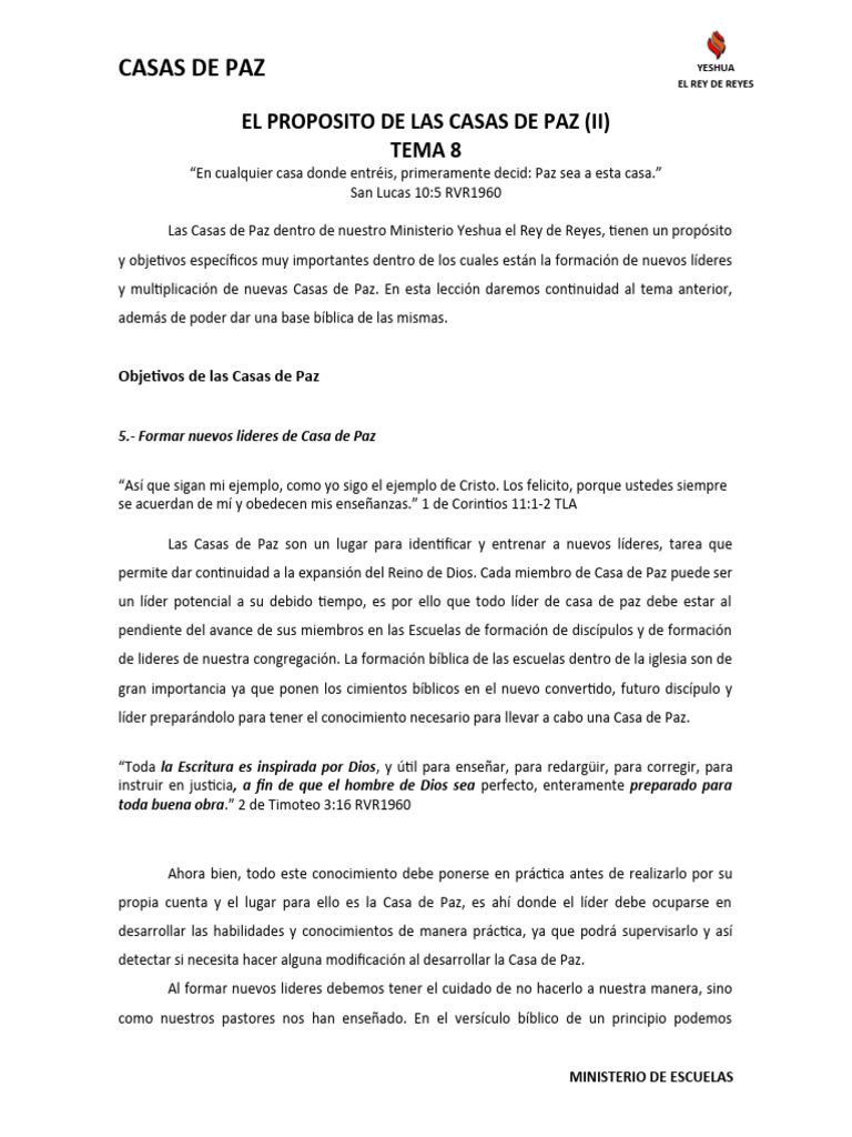 El Proposito de Las Casas de Paz 2 | PDF | Cristo (título) | Creencia y ...