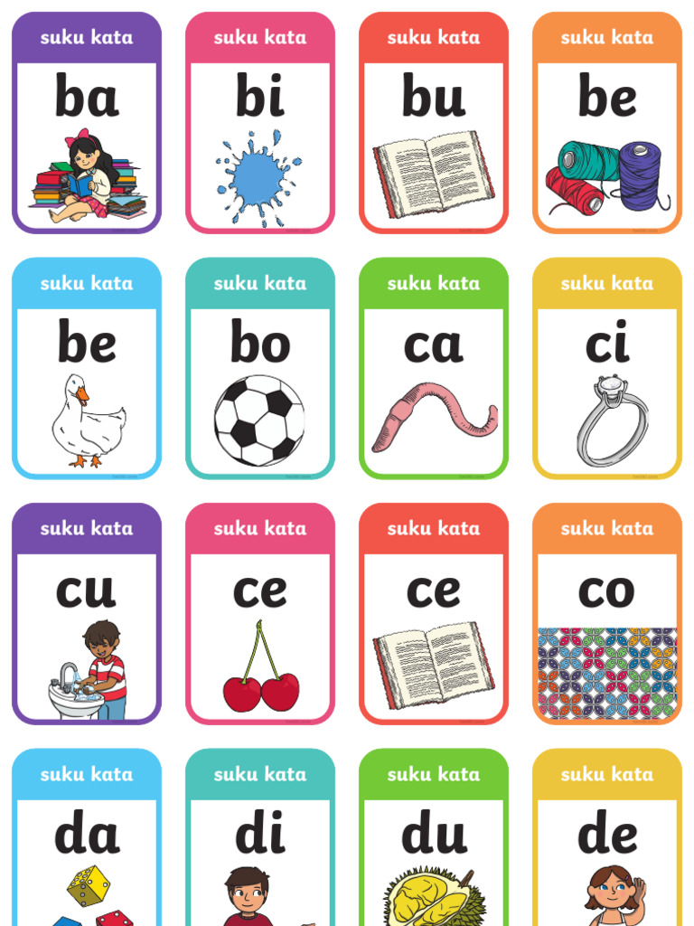 Id LL 1694090612 Flashcard Suku Kata KV Bahasa Indonesia Ver 3 | PDF ...