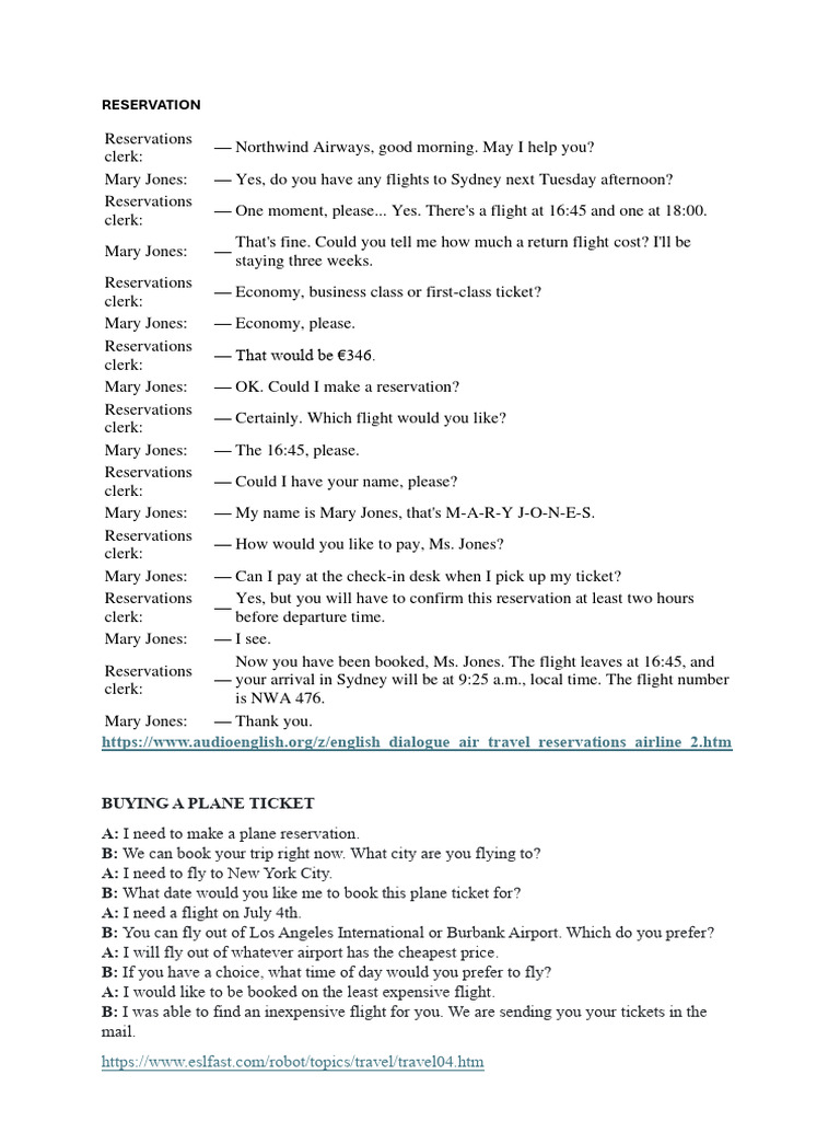MEETING 3 - MAKING A PLANE RESERVATION | PDF | Airport | Los Angeles ...