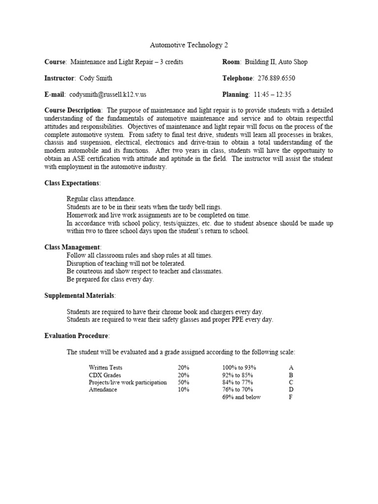 Automotive Maintenance Course Overview | PDF | Career & Growth | Business