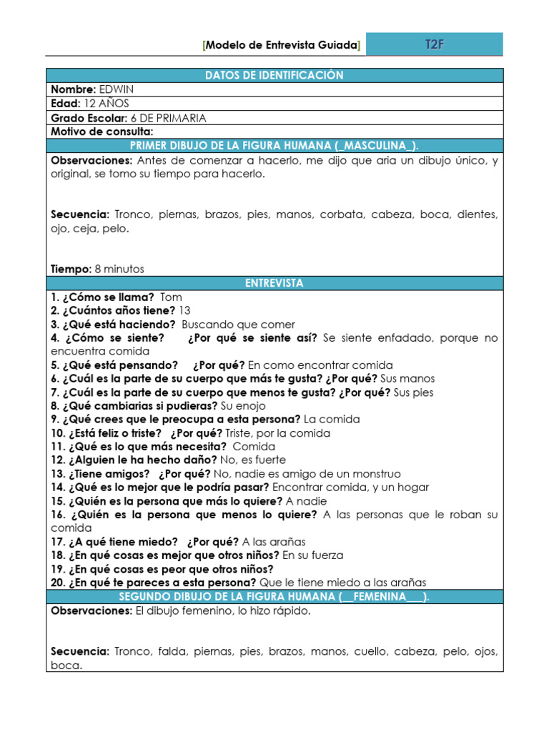 Entrevista T2F | PDF | Relaciones personales, crianza y desarrollo ...