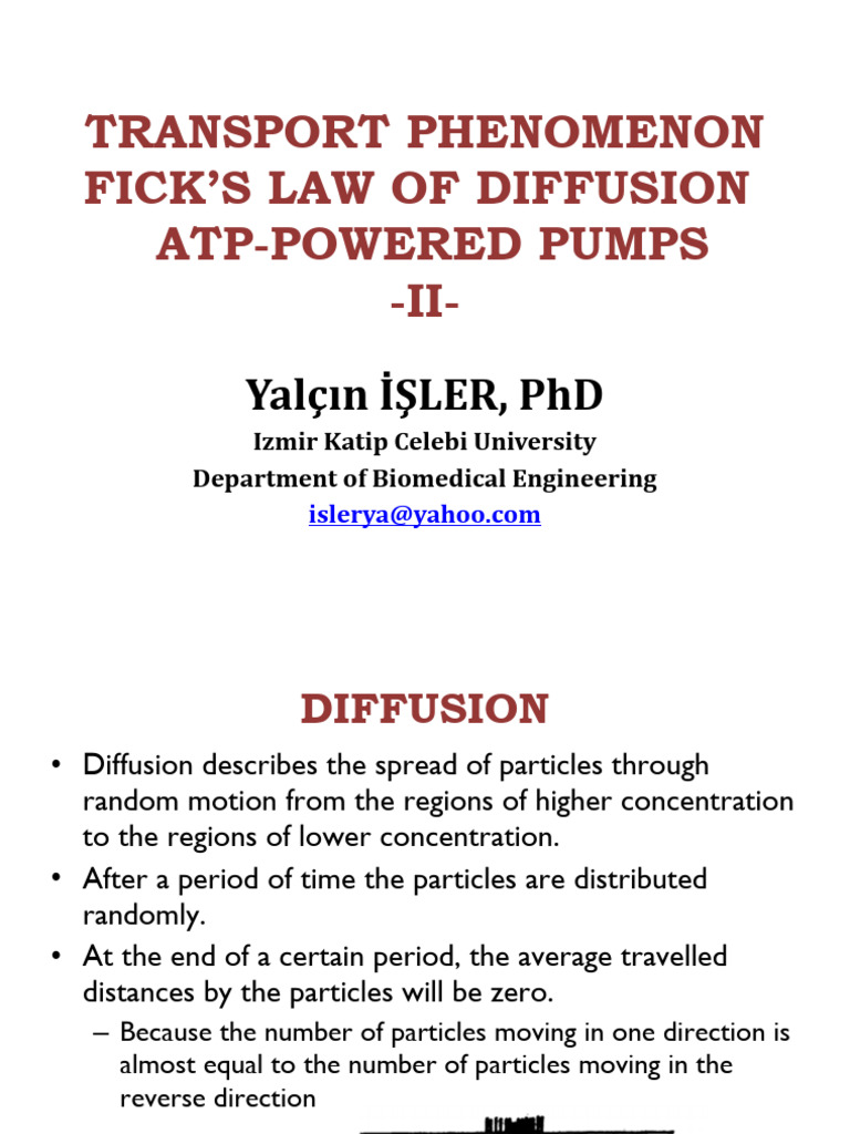 Transport Phenomenon Fick'S Law of Diffusion Atp-Powered Pumps - II | PDF | Diffusion ...
