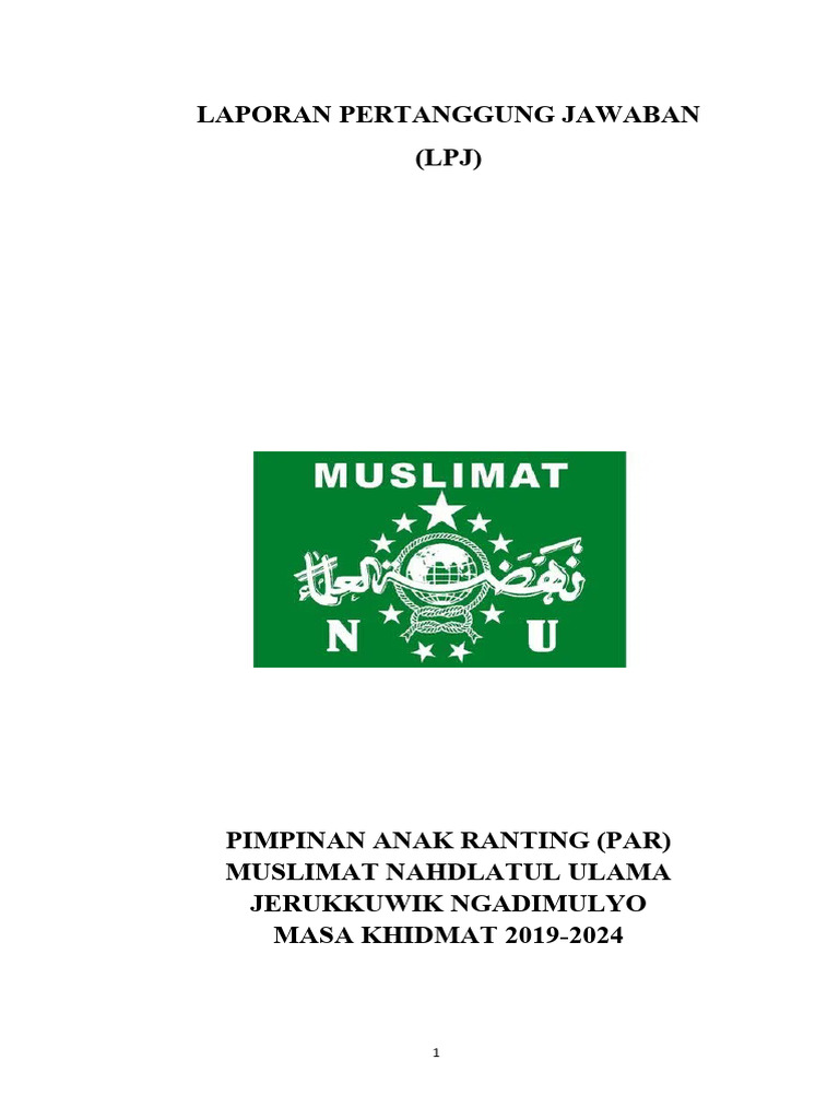LPJ Pimpinan Anak Ranting Muslimat NU | PDF