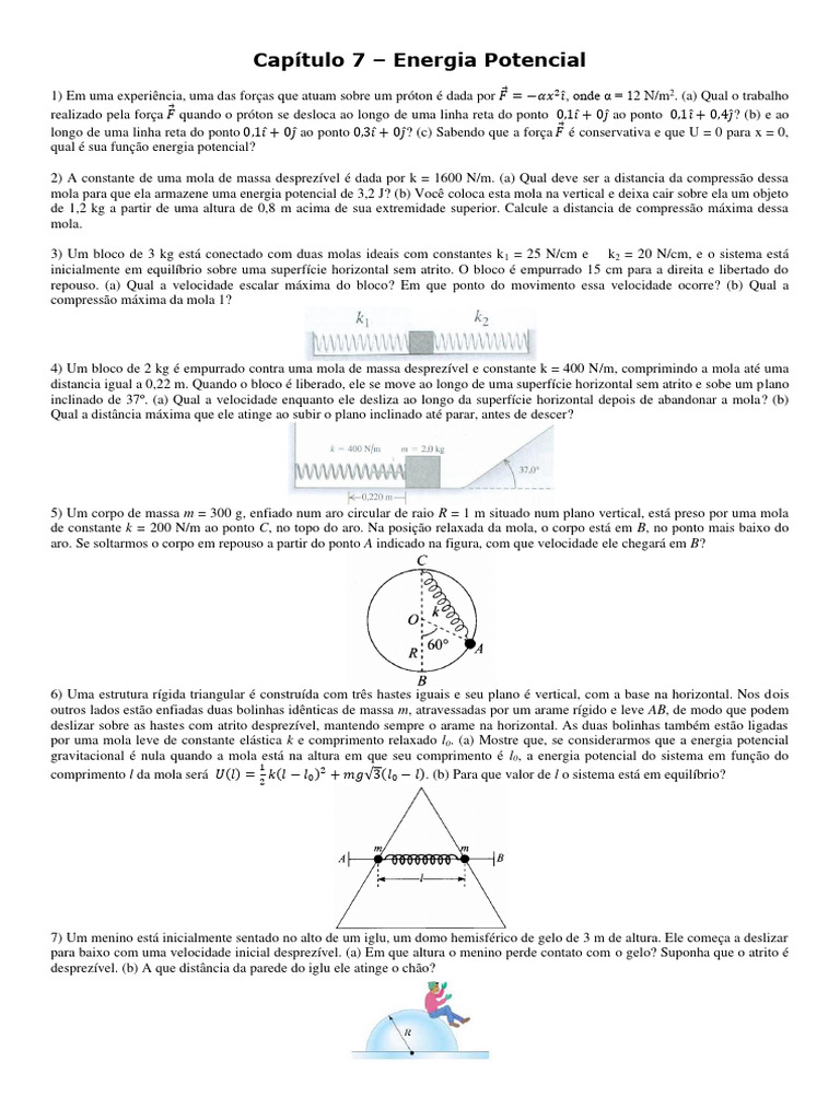 Cap 7 - Lista de Exercícios | PDF | Energia potencial | Atrito