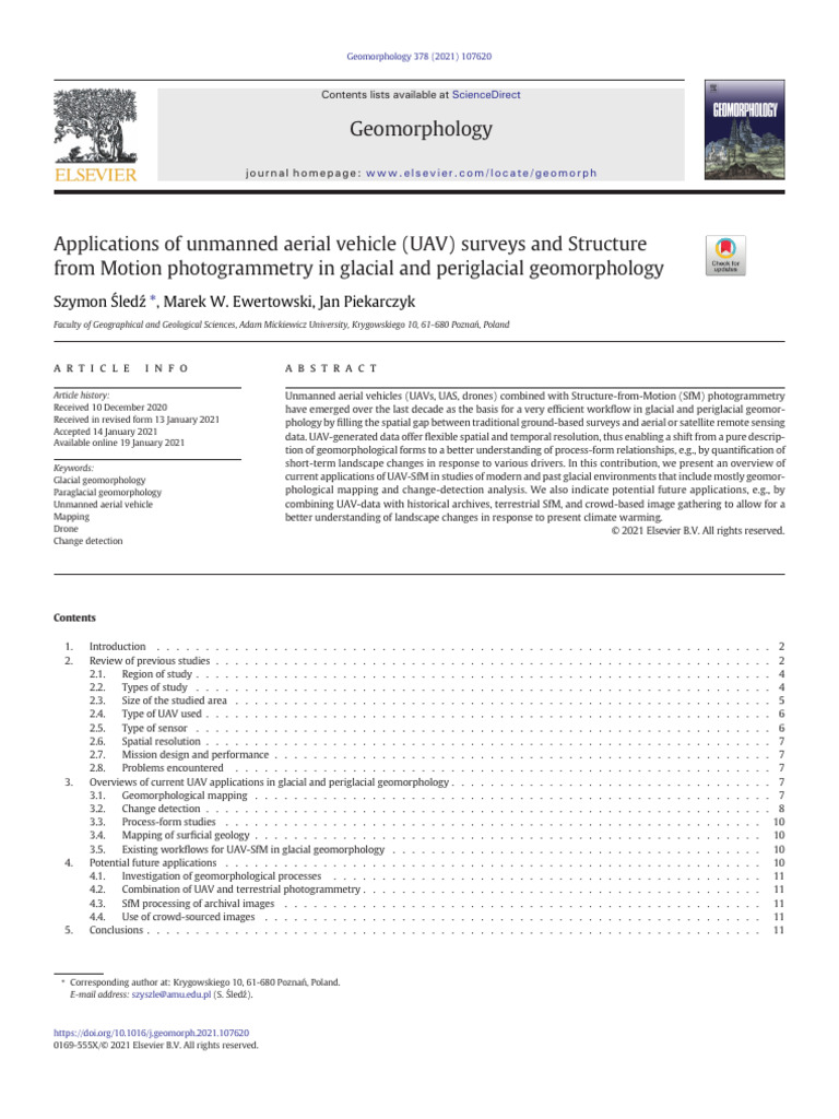Applications of Unmanned Aerial Vehicle (UAV) Surveys and Structure ...