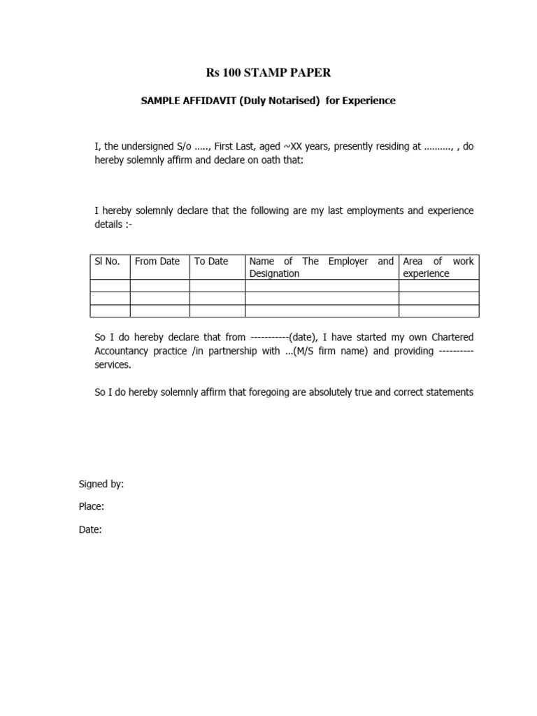 Sample Notarized Affidavit for Experience | PDF