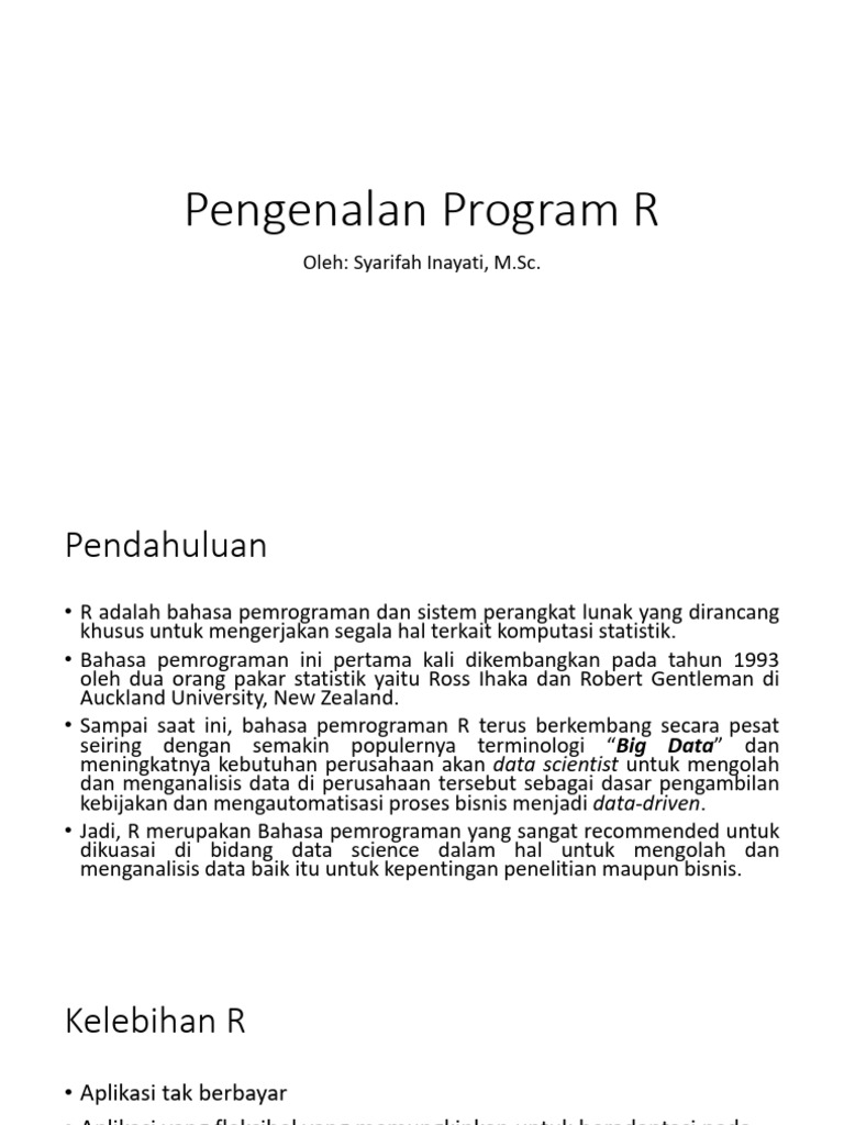 Pengenalan Program R | PDF