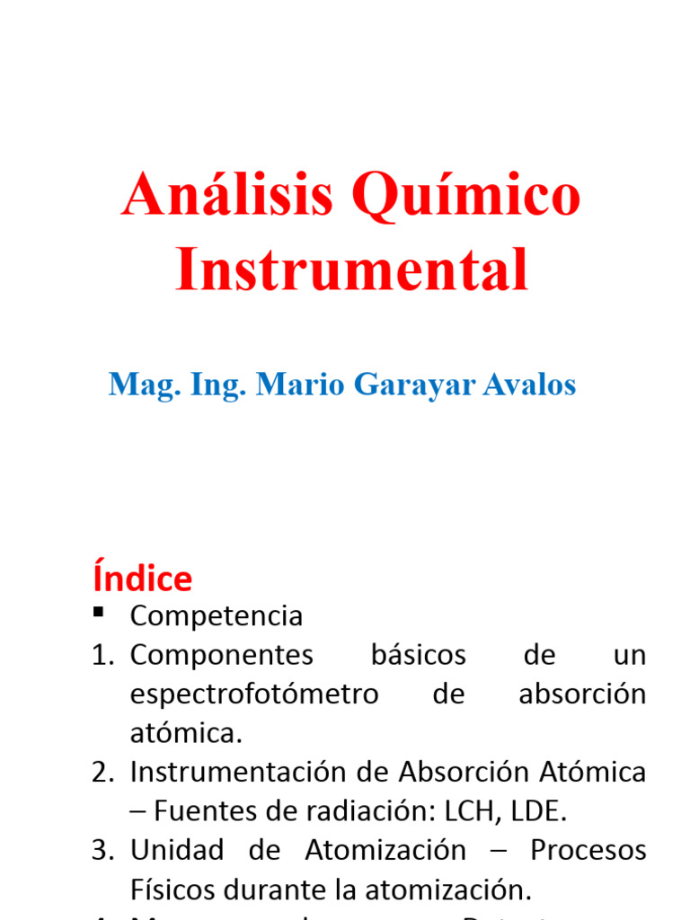 CLASE 07 - Instrumentación en Espectroscopía de Absorción Atómica | PDF ...
