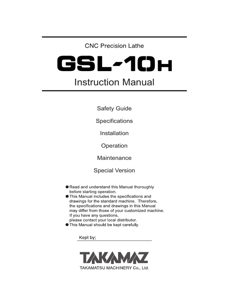M - GSL-10H - E - FANUC (0i Mate-TD) - 000 | PDF | Safety | Numerical Control
