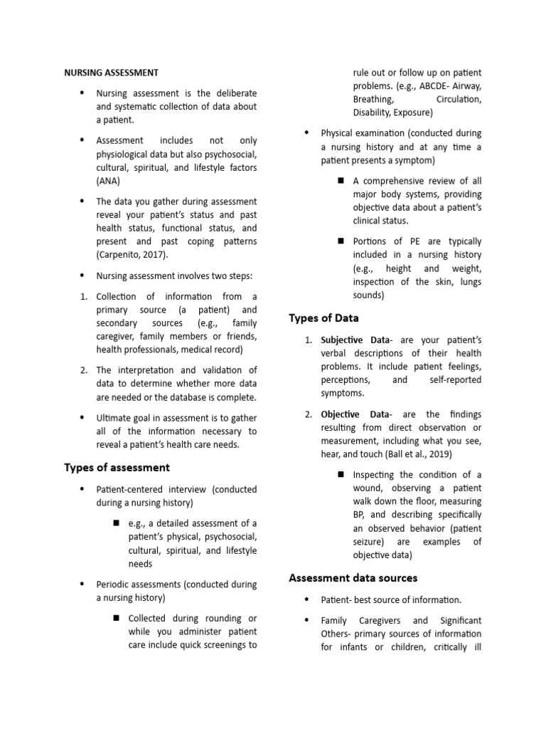 Lesson 8 Nursing Assessment | PDF | Nursing | Physical Examination