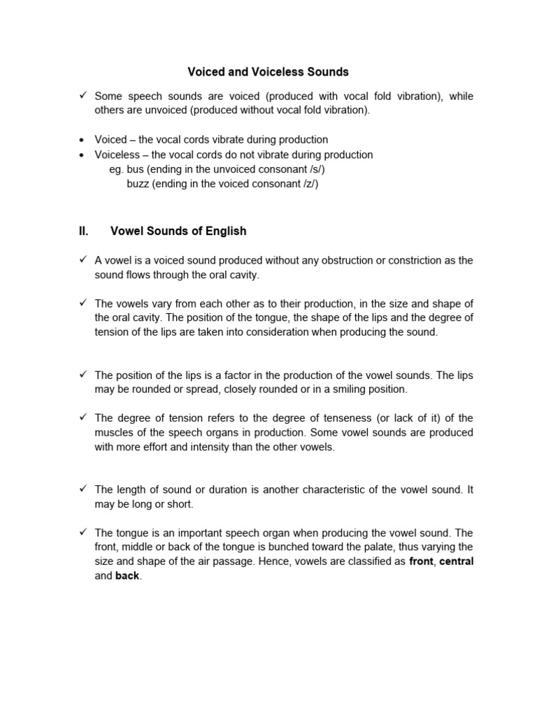 Voiced and Voiceless Sounds | PDF | Vowel | Linguistics