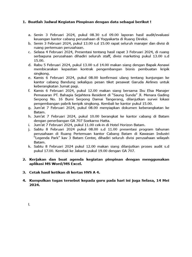 Soal Praktek Jadwal Kegiatan Pimpinan | PDF