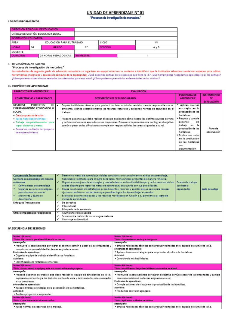 Und 1 Ept 2 Grado | PDF | Aprendizaje | Evaluación