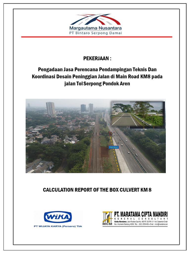 APPENDIX - Calculation Report of Box Culvert KM 8 | PDF | Solid Mechanics | Building Materials