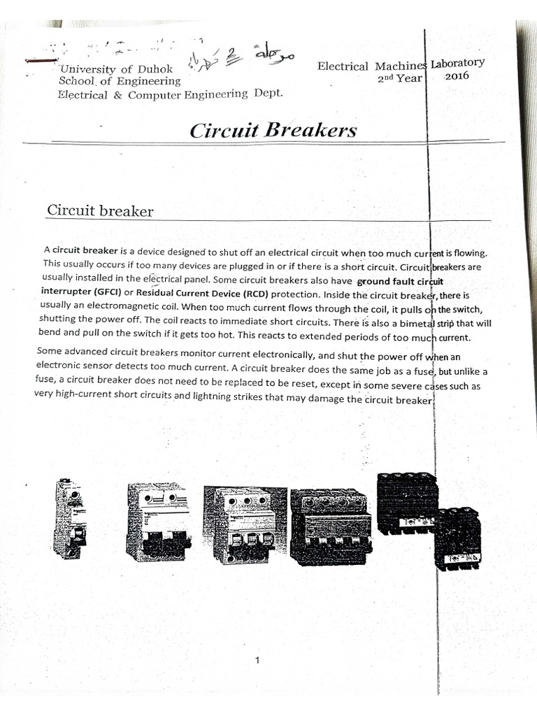 Circuit Breaker- AC Machine Lab | PDF