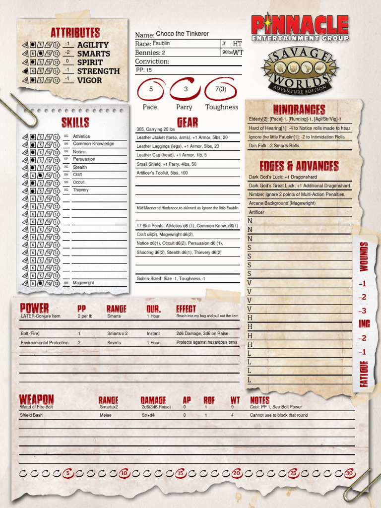 SWADE Character For Use in Eberron | PDF | Role Playing Games | Role Playing Video Games