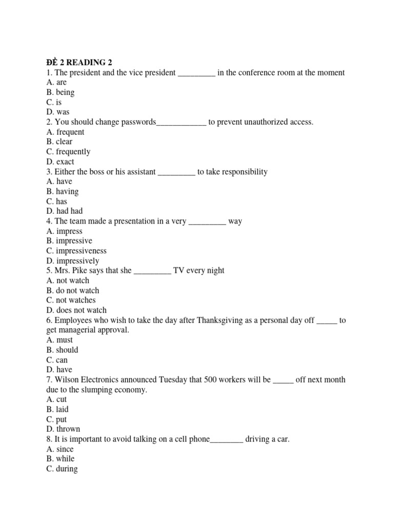 English Reading Comprehension Test | PDF