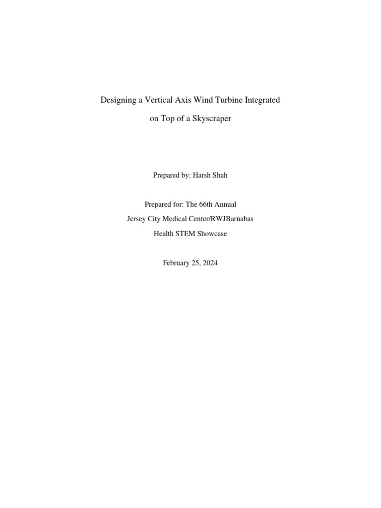 Designing A Vertical Axis Wind Turbine Integrated On Top of | PDF ...