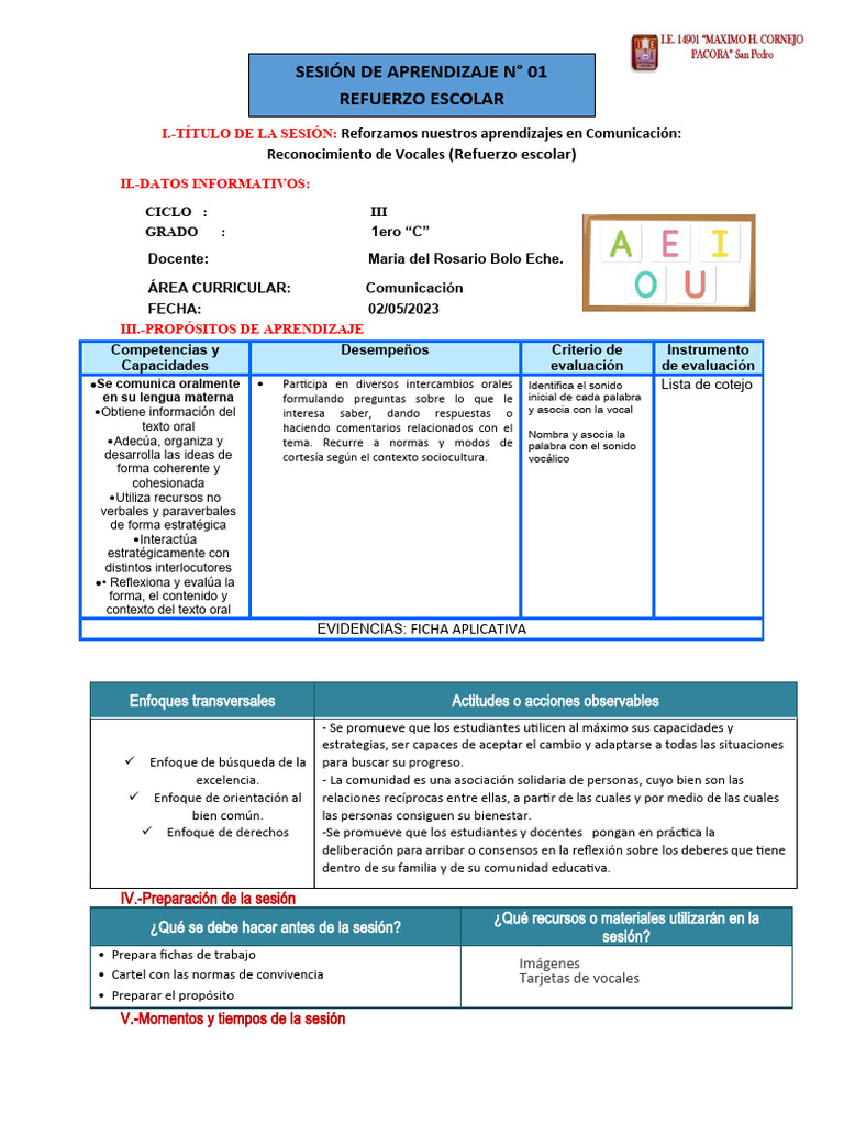 Sesión de Refuerzo Escolar 30 Noviembre | PDF | Evaluación | Aprendizaje