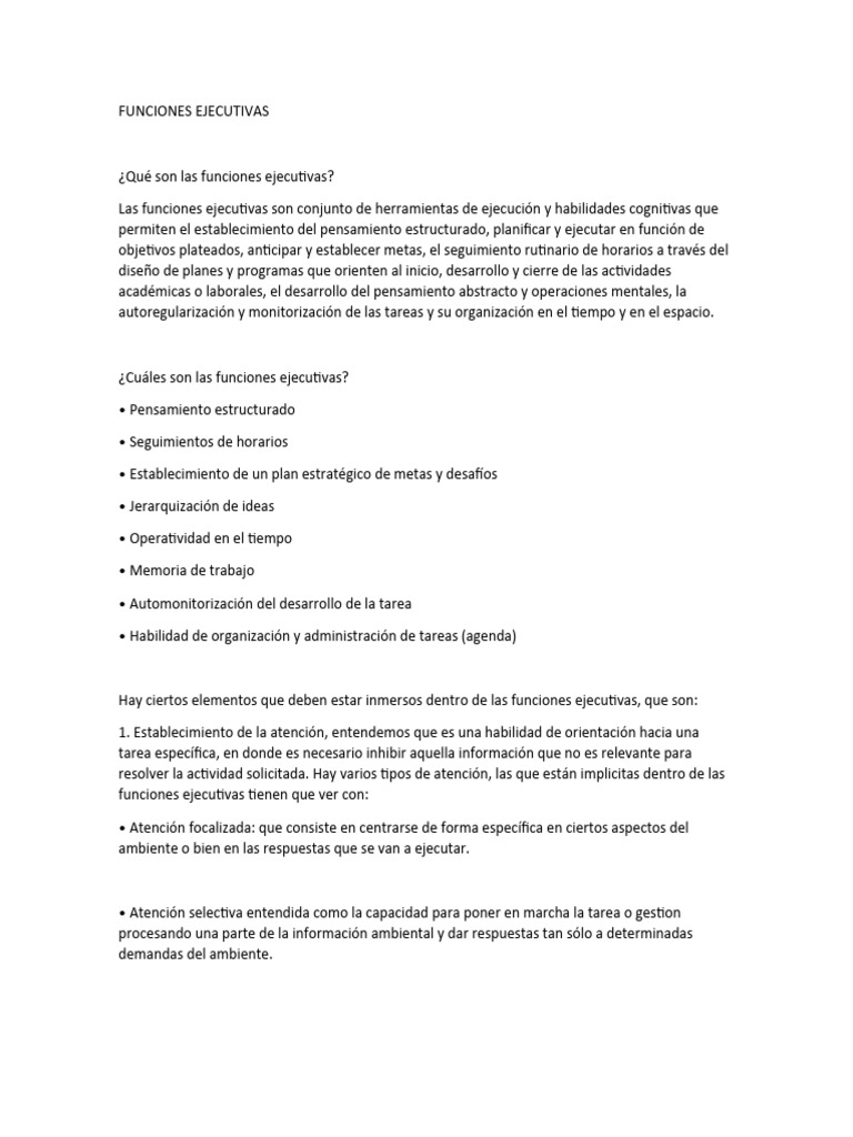Funciones Ejecutivas y su Desarrollo | PDF | Aprendizaje | Memoria