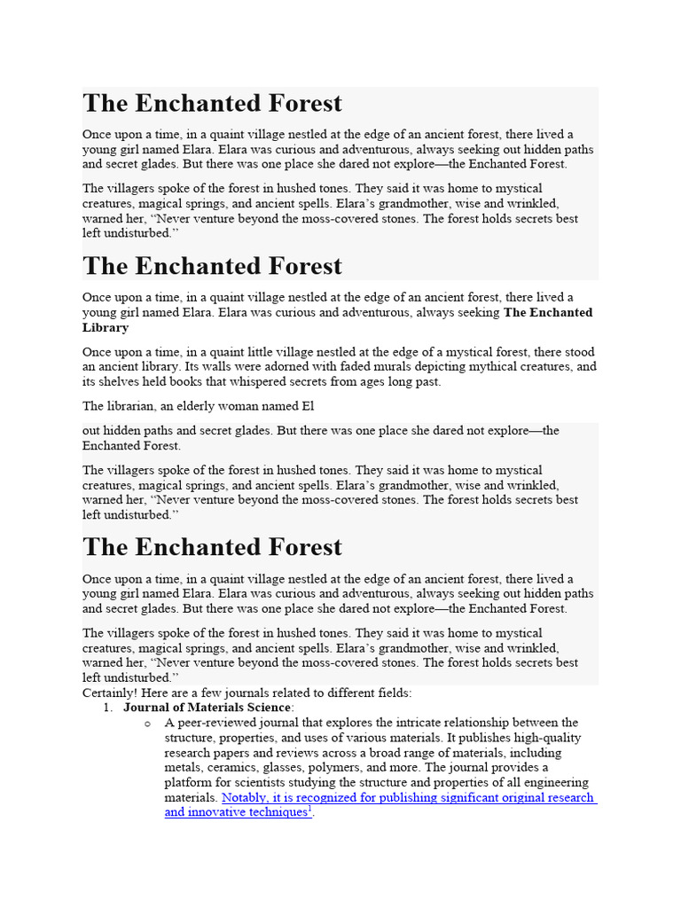 The Enchanted Forest: Library | PDF