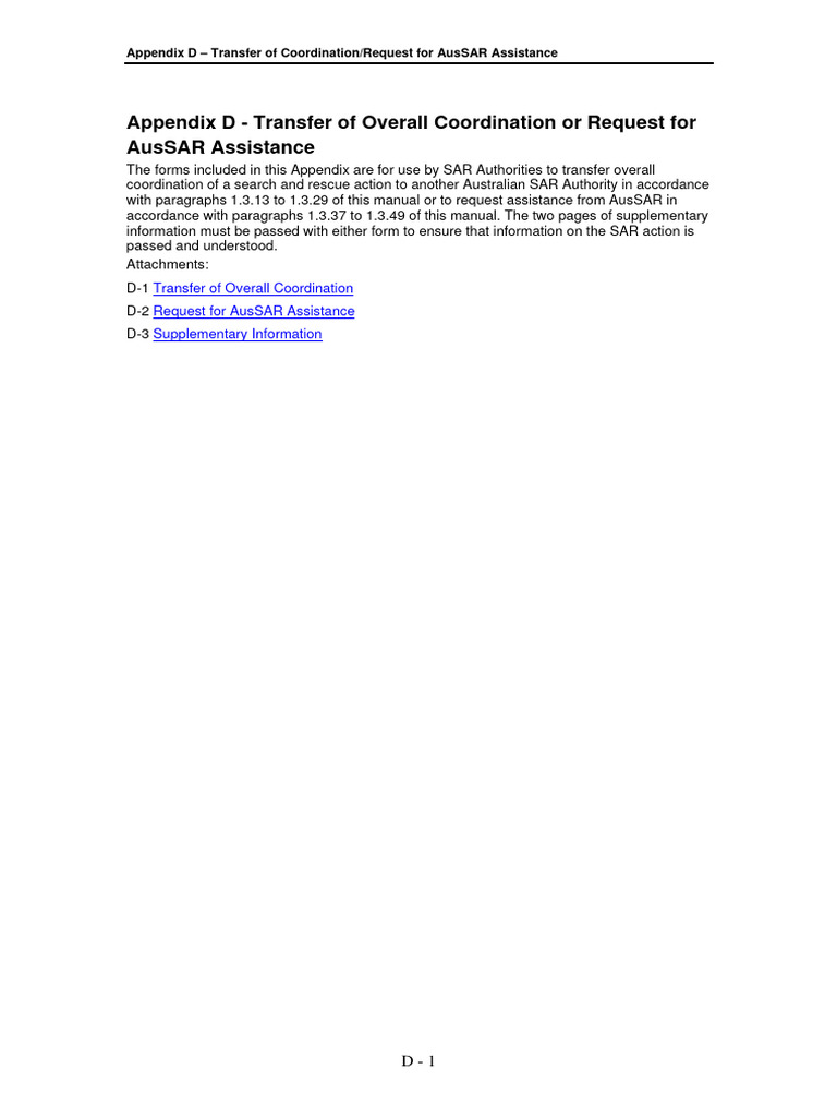 NatSAR App D Transfer Form Al1 | PDF | Search And Rescue