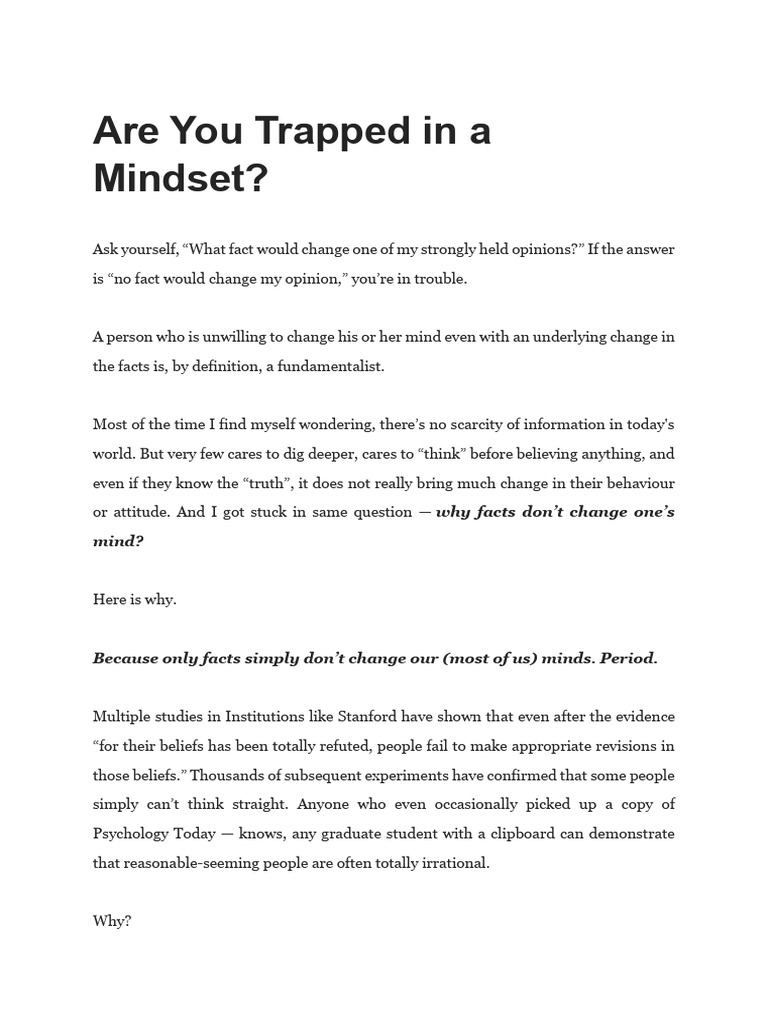 Are You Trapped in A Mindset | PDF | Behavioural Sciences | Cognitive ...