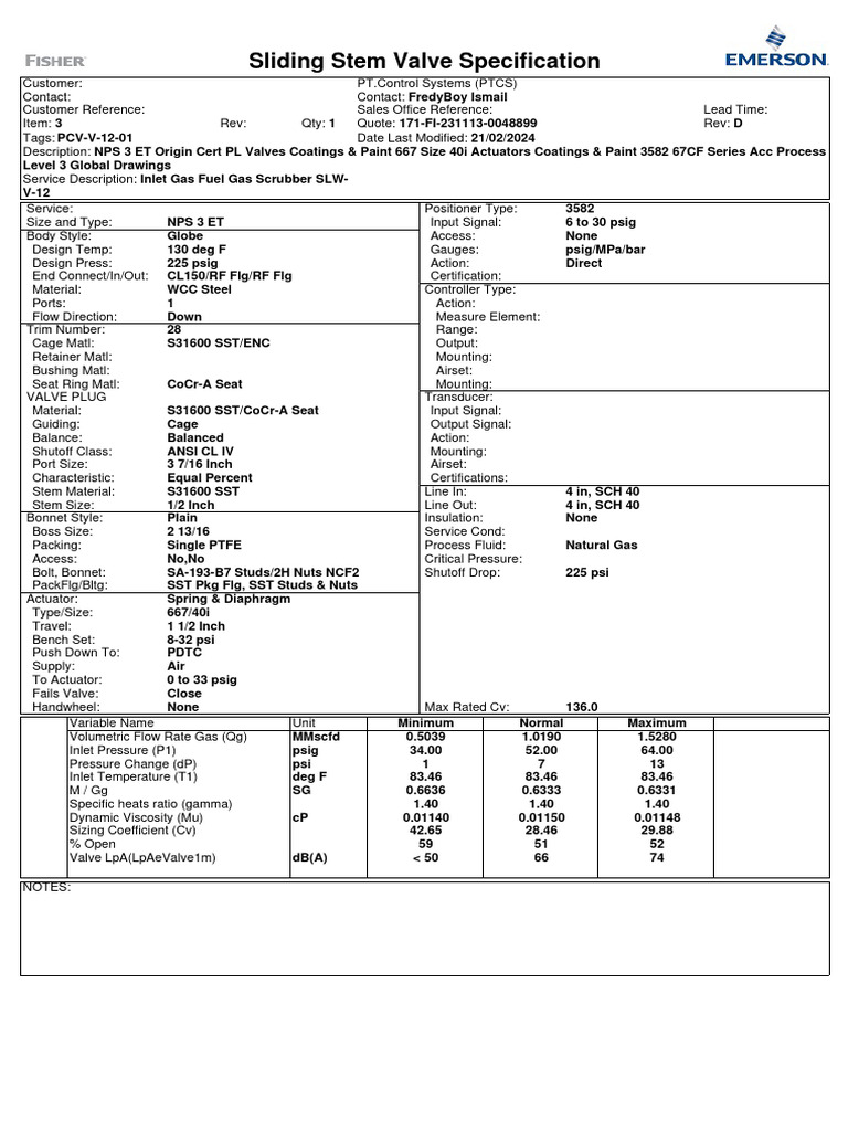 Sizing PCV | PDF | Valve | Process Engineering