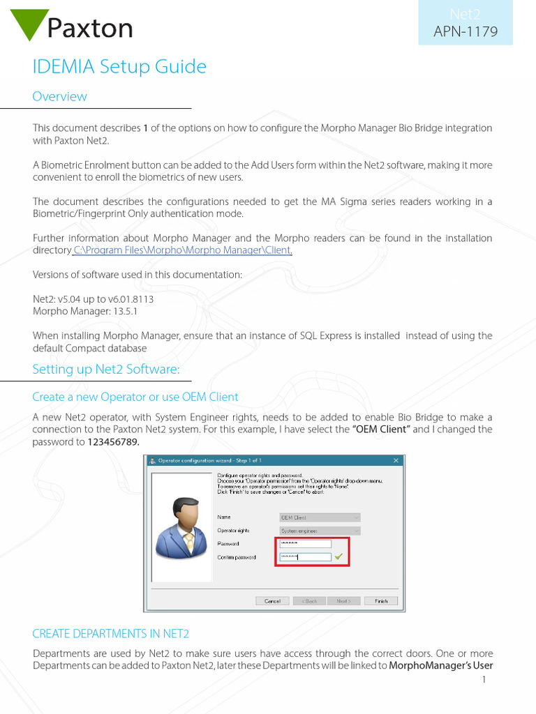 IDEMIA Setup Guide AN1179 | Download Free PDF | User (Computing) | Password