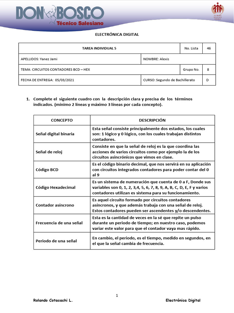 Tarea Individual UT5 - Alexis Yanez - 2D | PDF | Decimal codificado en ...