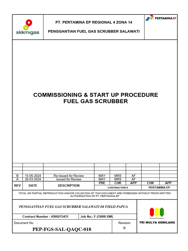 Commissioning & Start Up Procedure Fuel Gas Scrubber (SLW-V-1) | PDF