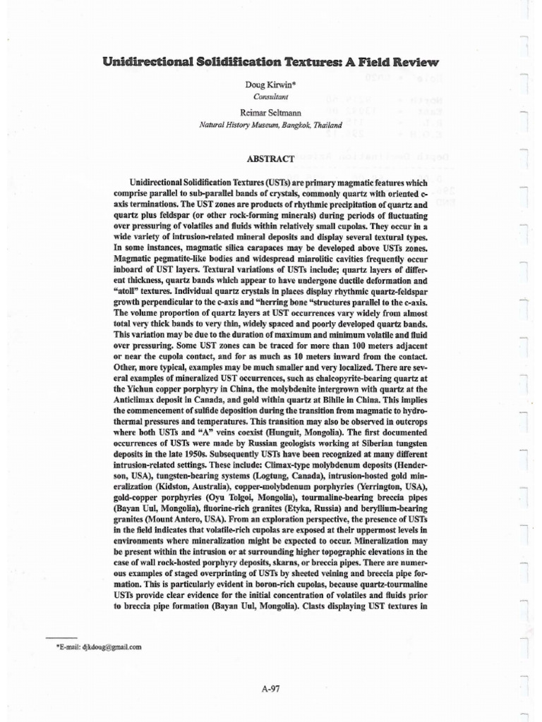 Unidirectional Solidification Textures A Field Review GSN 2020 | PDF