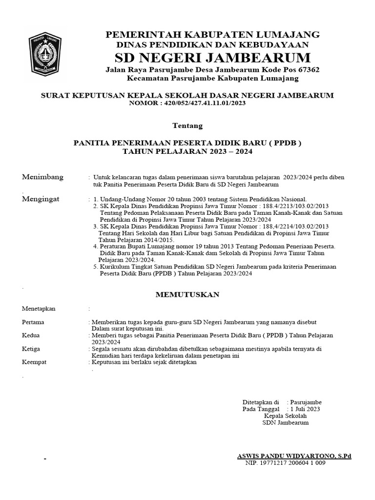 SK PPDB Jarum | PDF