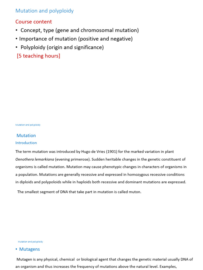 Mutation and Polyploidy | Download Free PDF | Ploidy | Mutation
